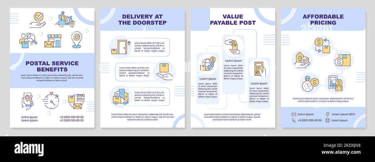 Postal service benefits purple brochure template Stock Vector Image ...