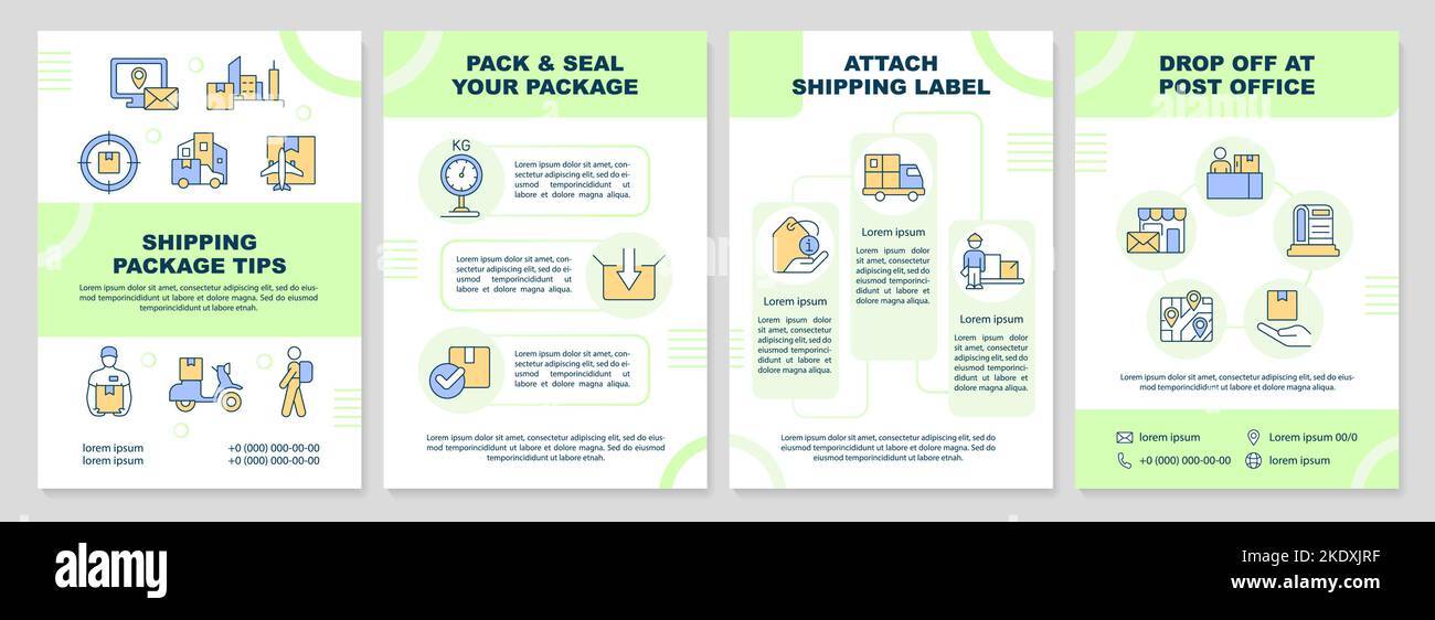Shipping package tips light green brochure template Stock Vector Image ...