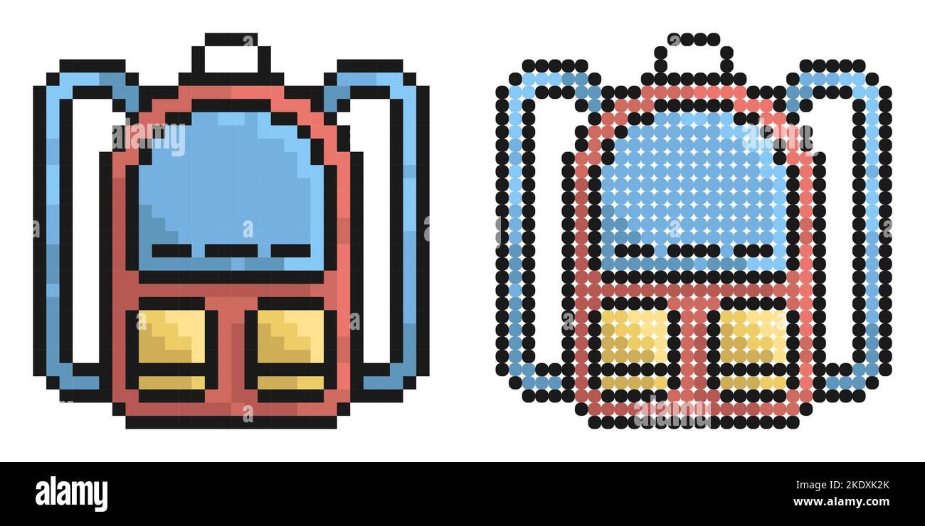 Pixel icon. School backpack. September 1, beginning of school year ...