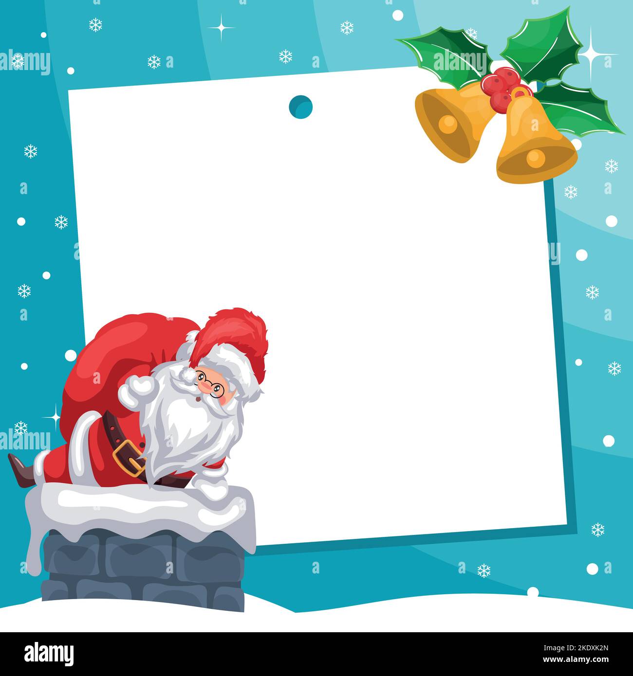 Merry christmas frame for picture with santa claus delivering gifts ...
