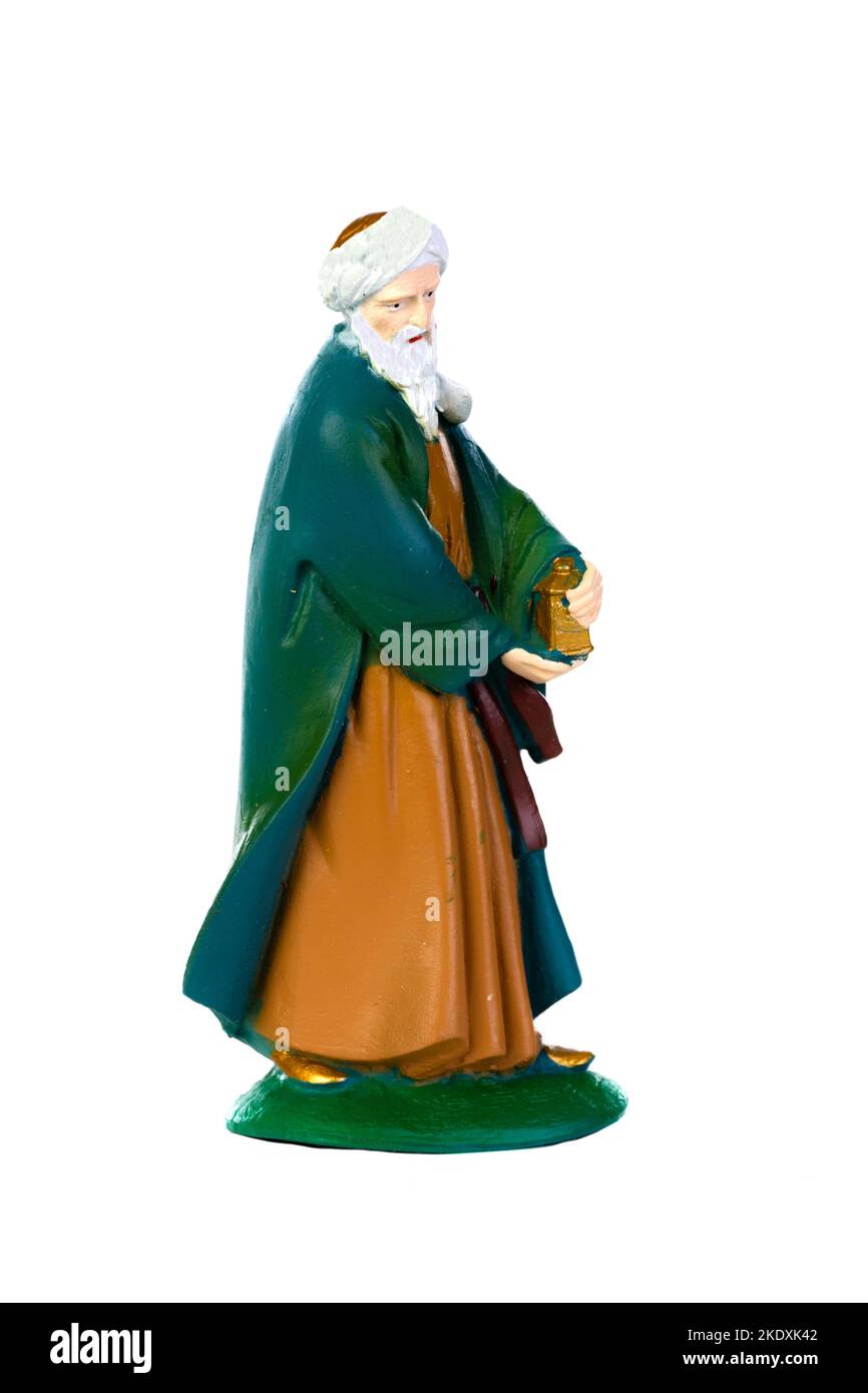 The Christmas magic. Ceramic figure of Melchior one of the wise men ...