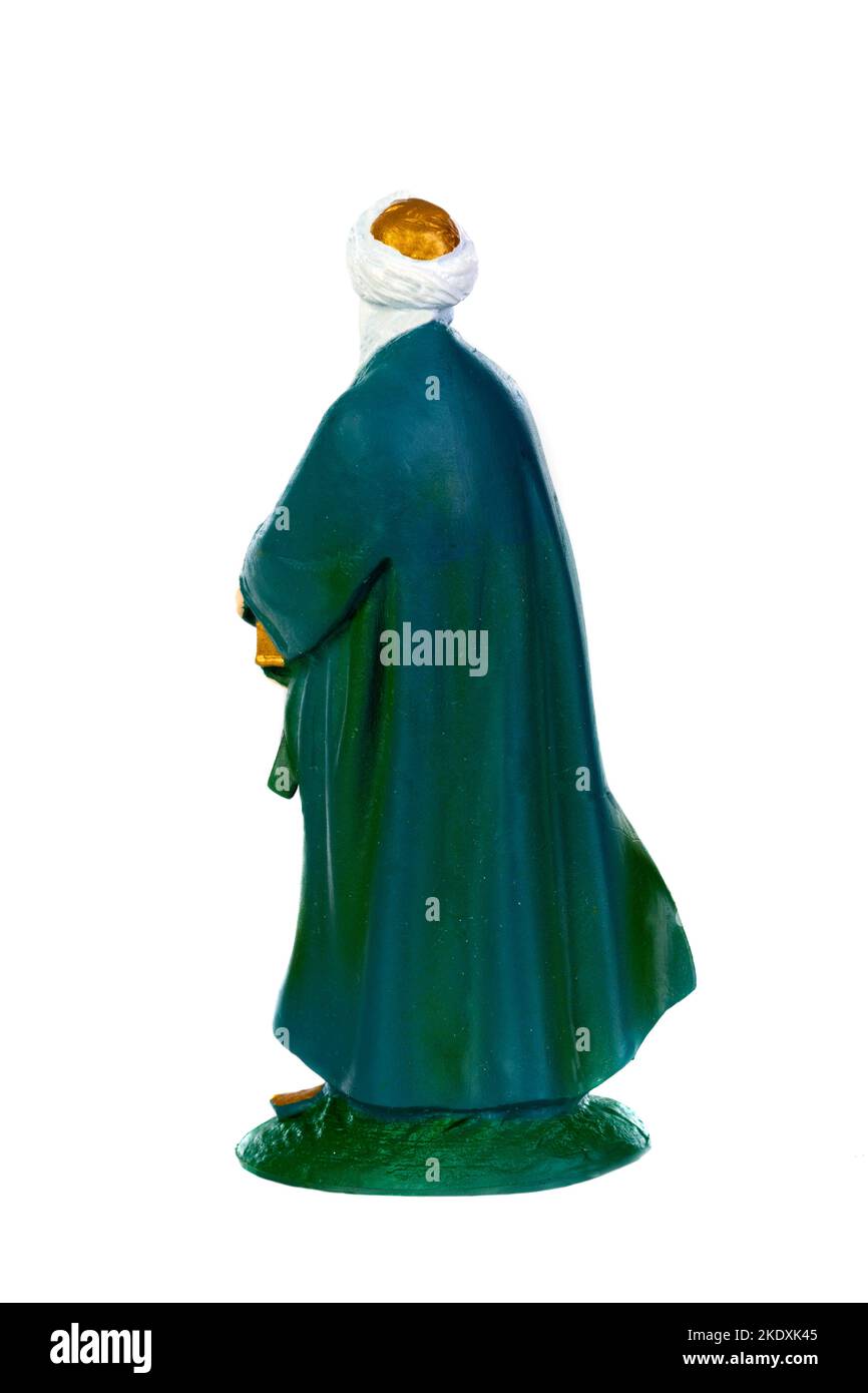 The Christmas magic. Ceramic figure of Melchior one of the wise men ...