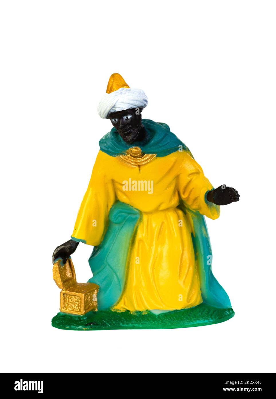 The Christmas magic. Ceramic figure of Balthazar, one of the wise men ...