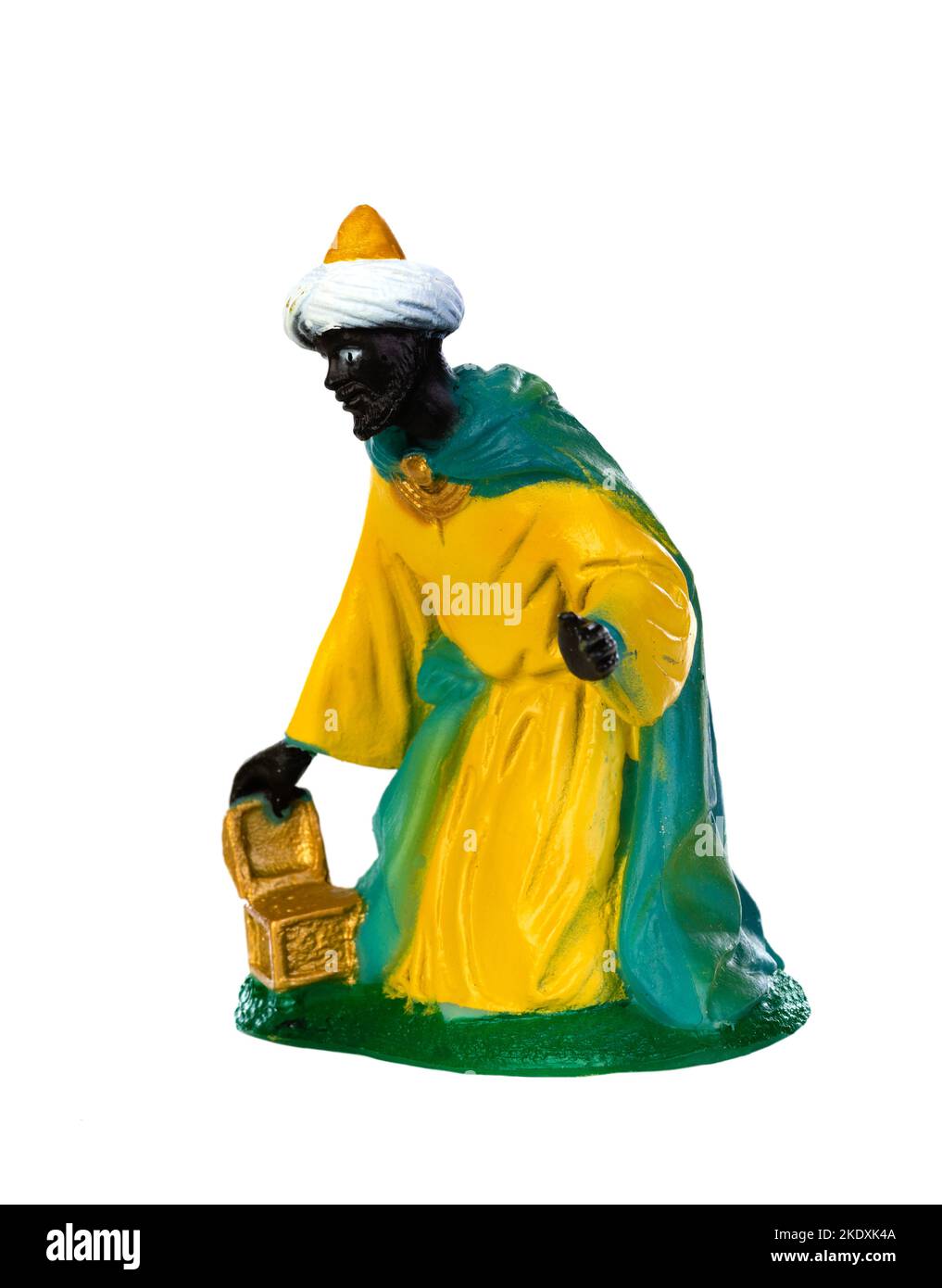 The Christmas magic. Ceramic figure of Balthazar, one of the wise men ...