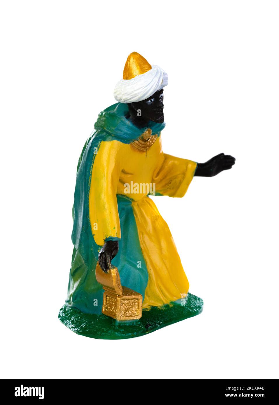 The Christmas magic. Ceramic figure of Balthazar, one of the wise men ...