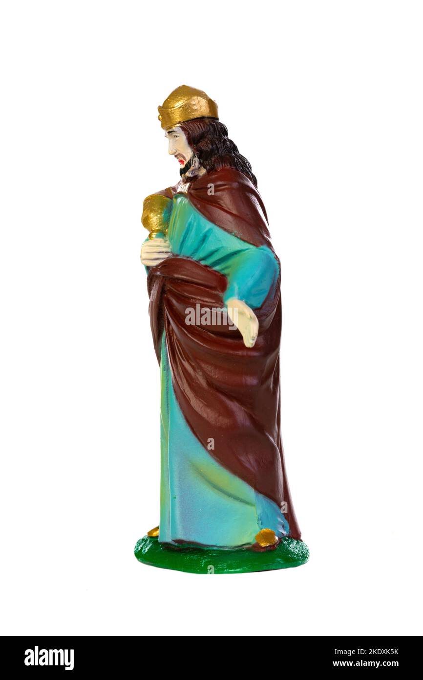 The Christmas magic. Ceramic figure of Caspar, one of the wise men ...