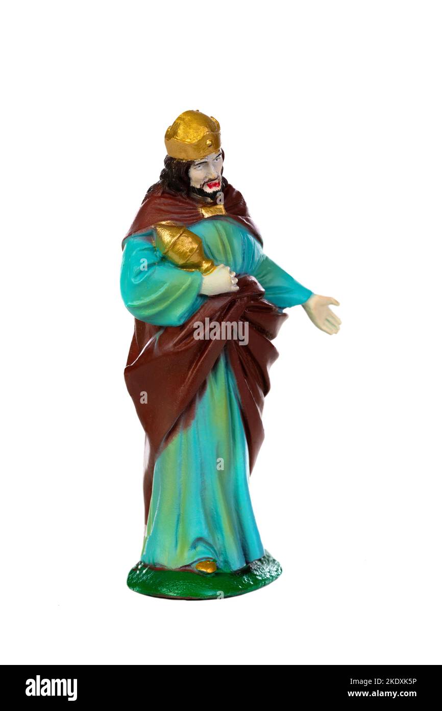 The Christmas magic. Ceramic figure of Caspar, one of the wise men ...