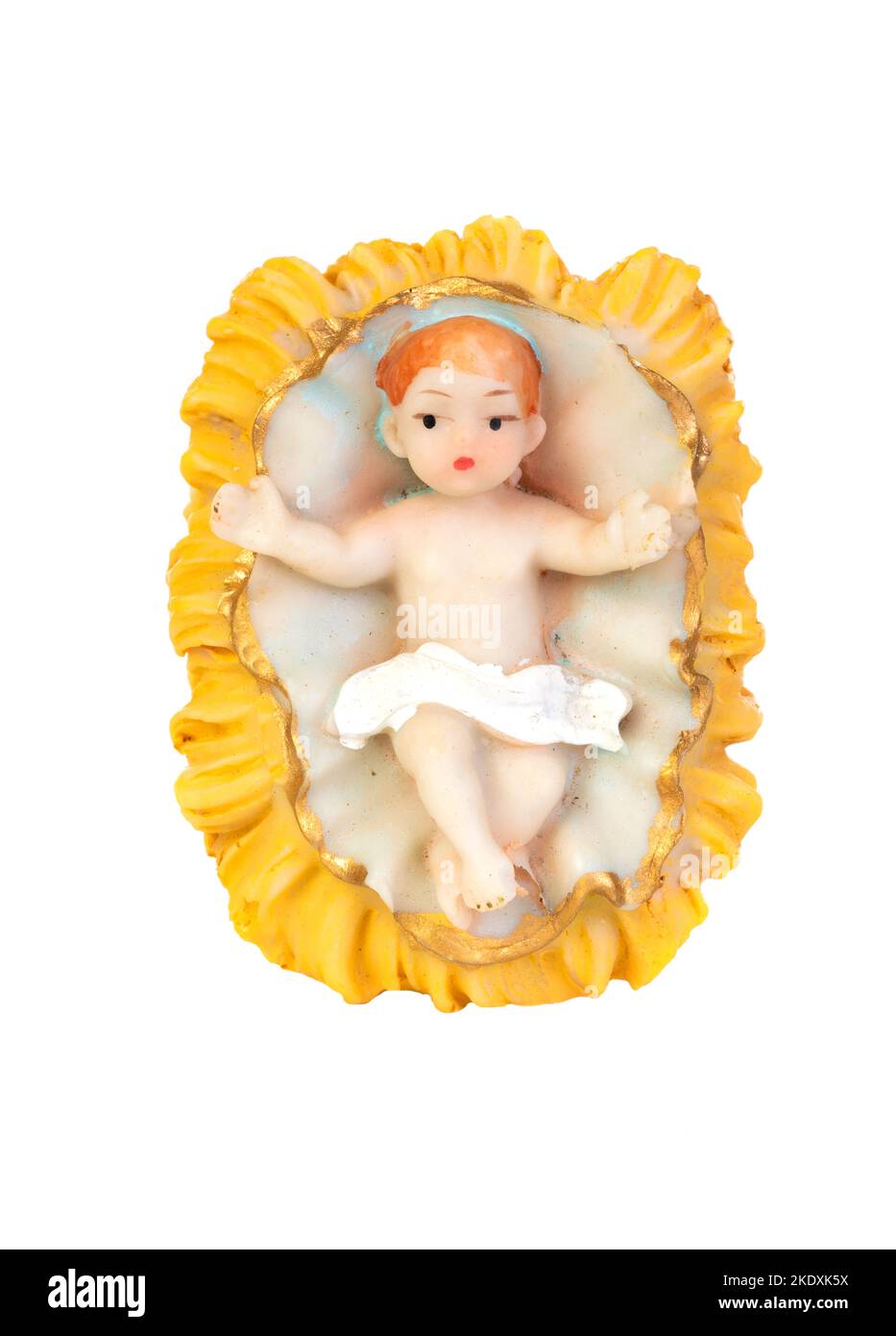 Figurine of baby Jesus Christ in a Christian nativity scene isolated on ...