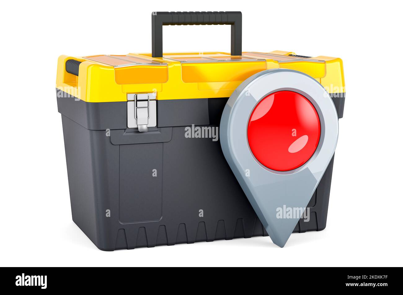 Toolbox With Map Pointer 3d Rendering Isolated On White Background