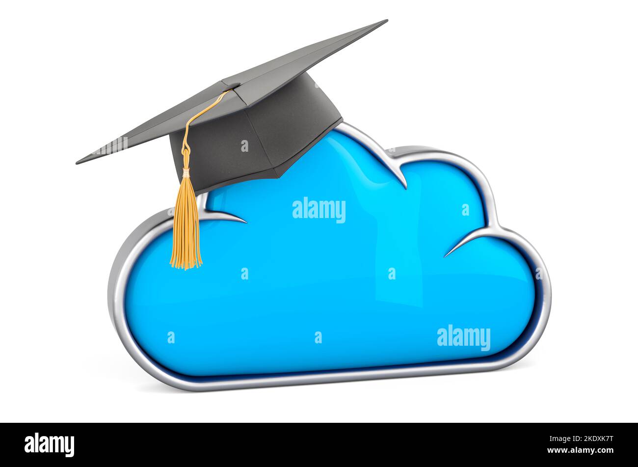 Cloud computing with graduation cap. 3D rendering isolated on white ...