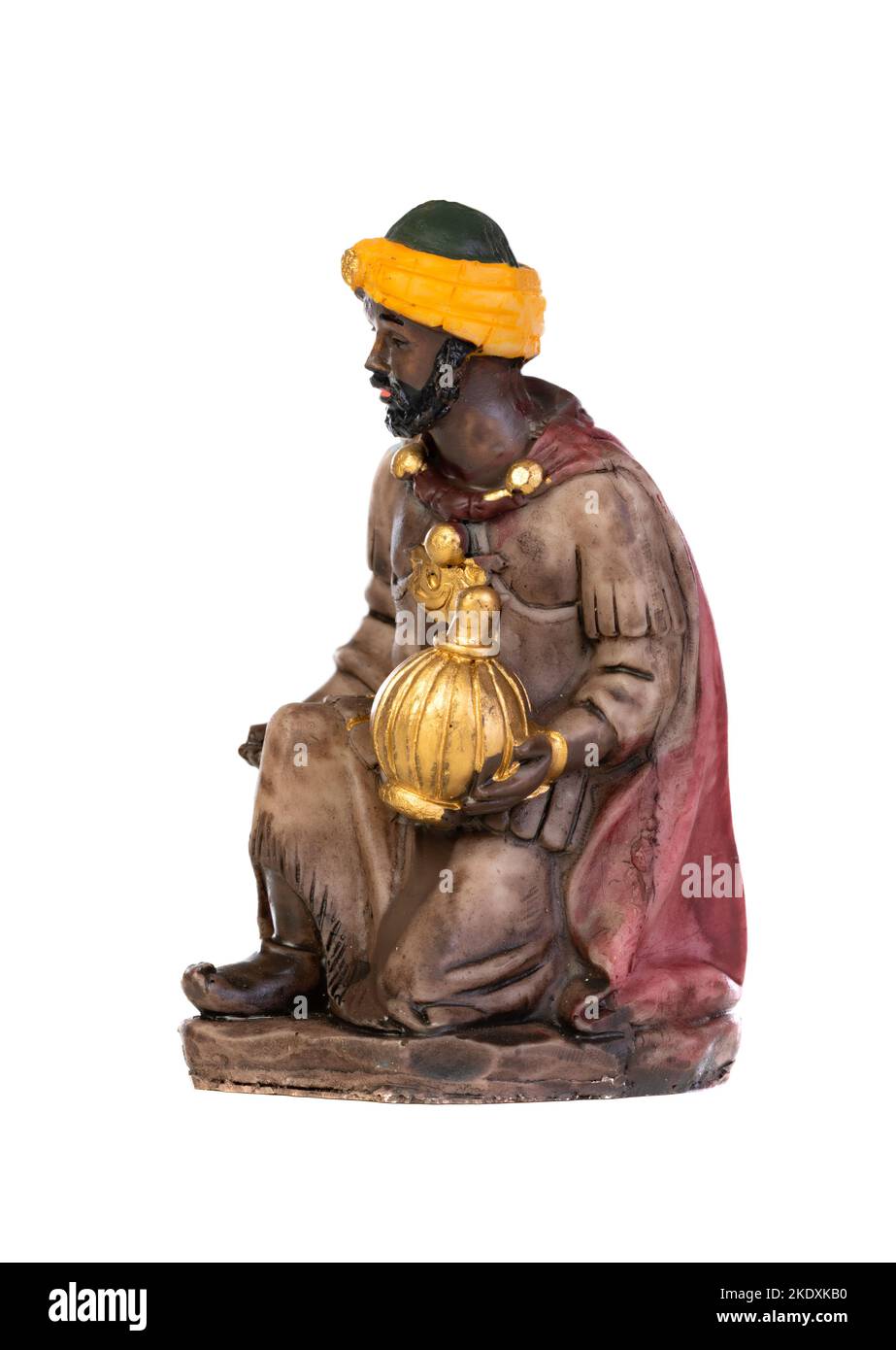 The Christmas magic. Ceramic figure of Balthazar, one of the wise men ...
