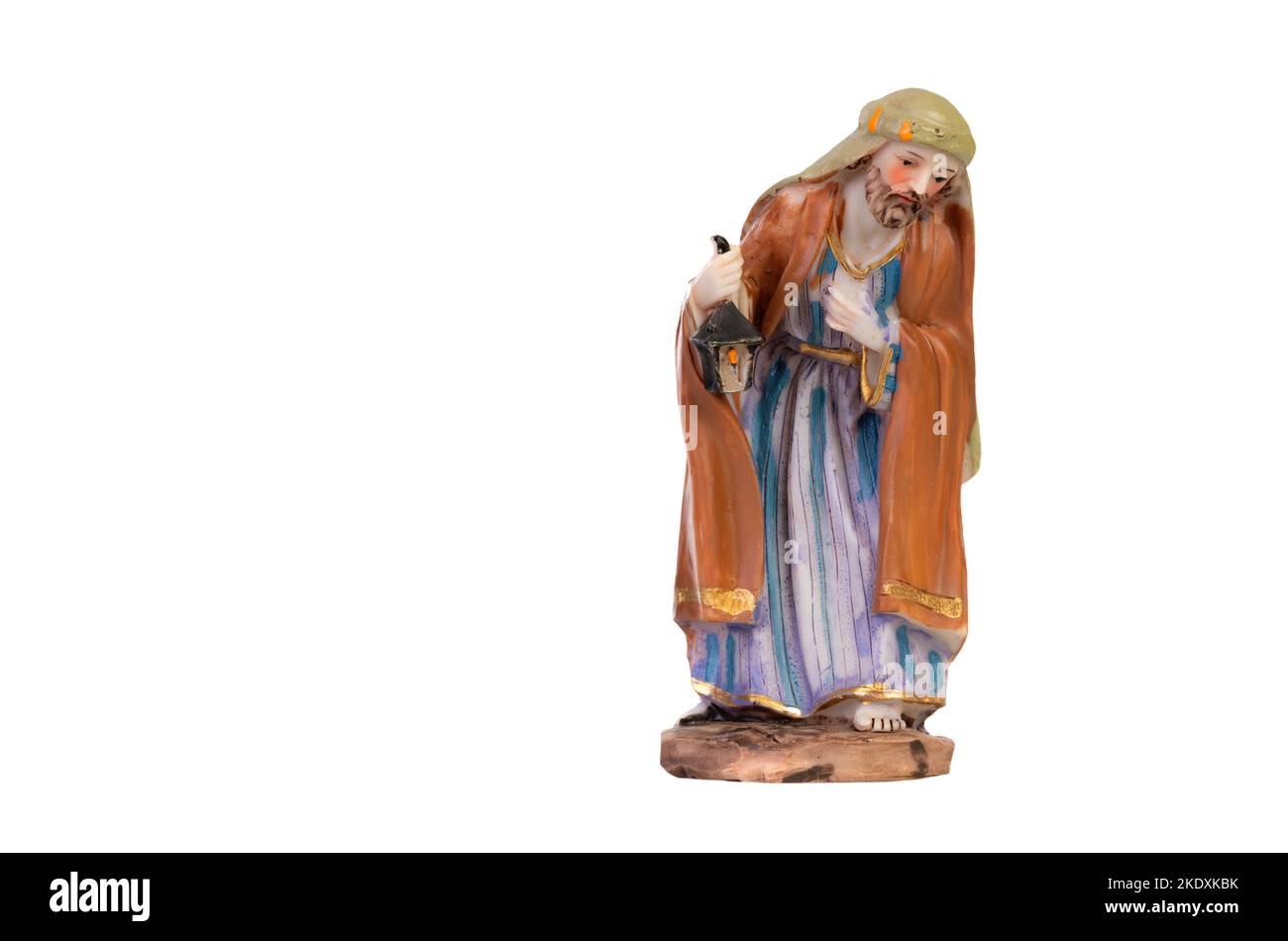 Ceramic figure representing Joseph. Man ceramic figure isolated on a ...