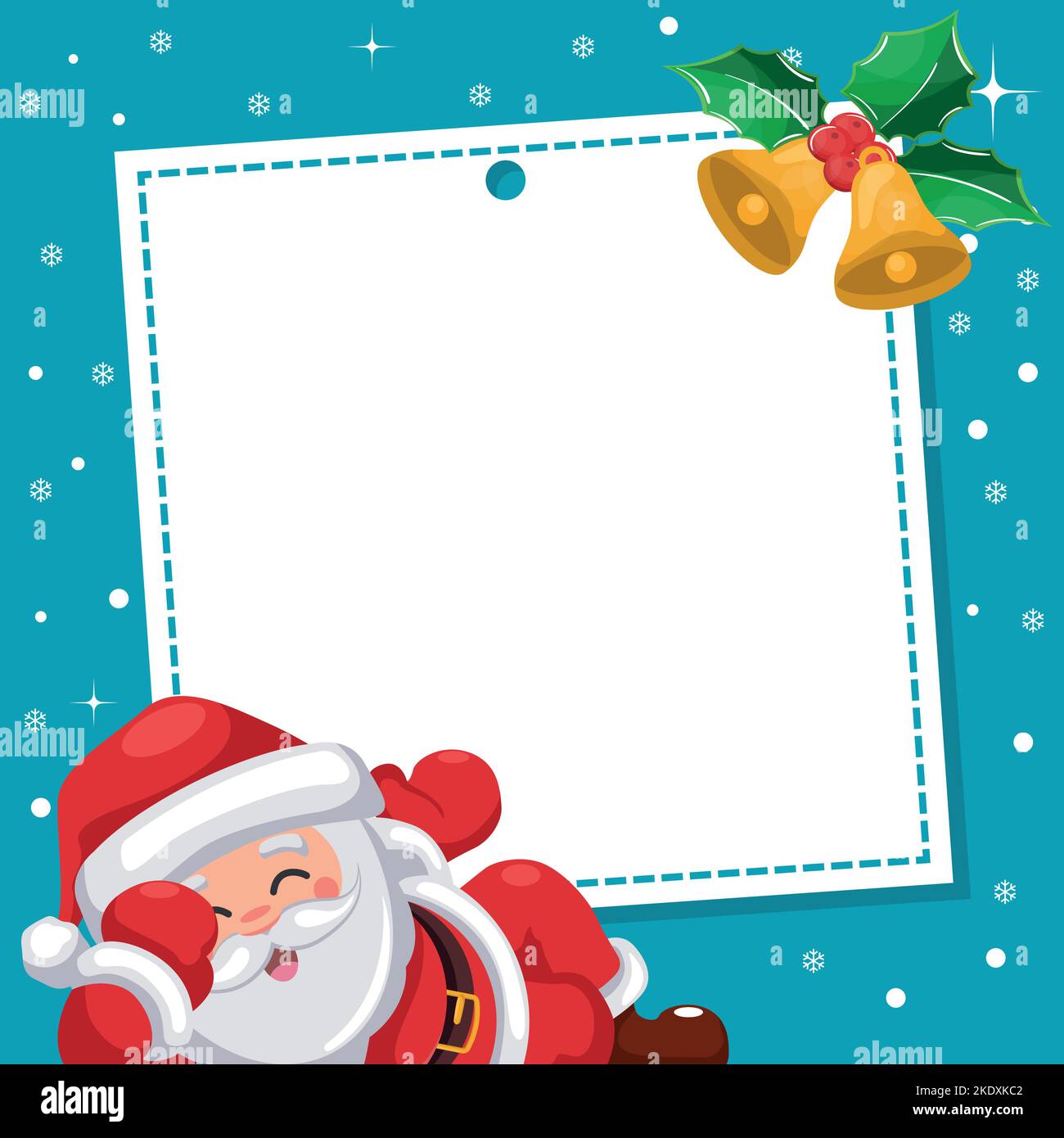Merry christmas frame for picture with happy santa claus lying down ...
