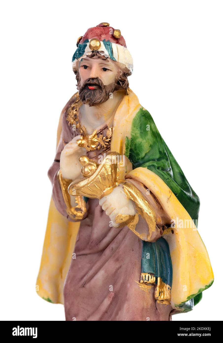 The Christmas magic. Ceramic figure of Melchior one of the wise men ...