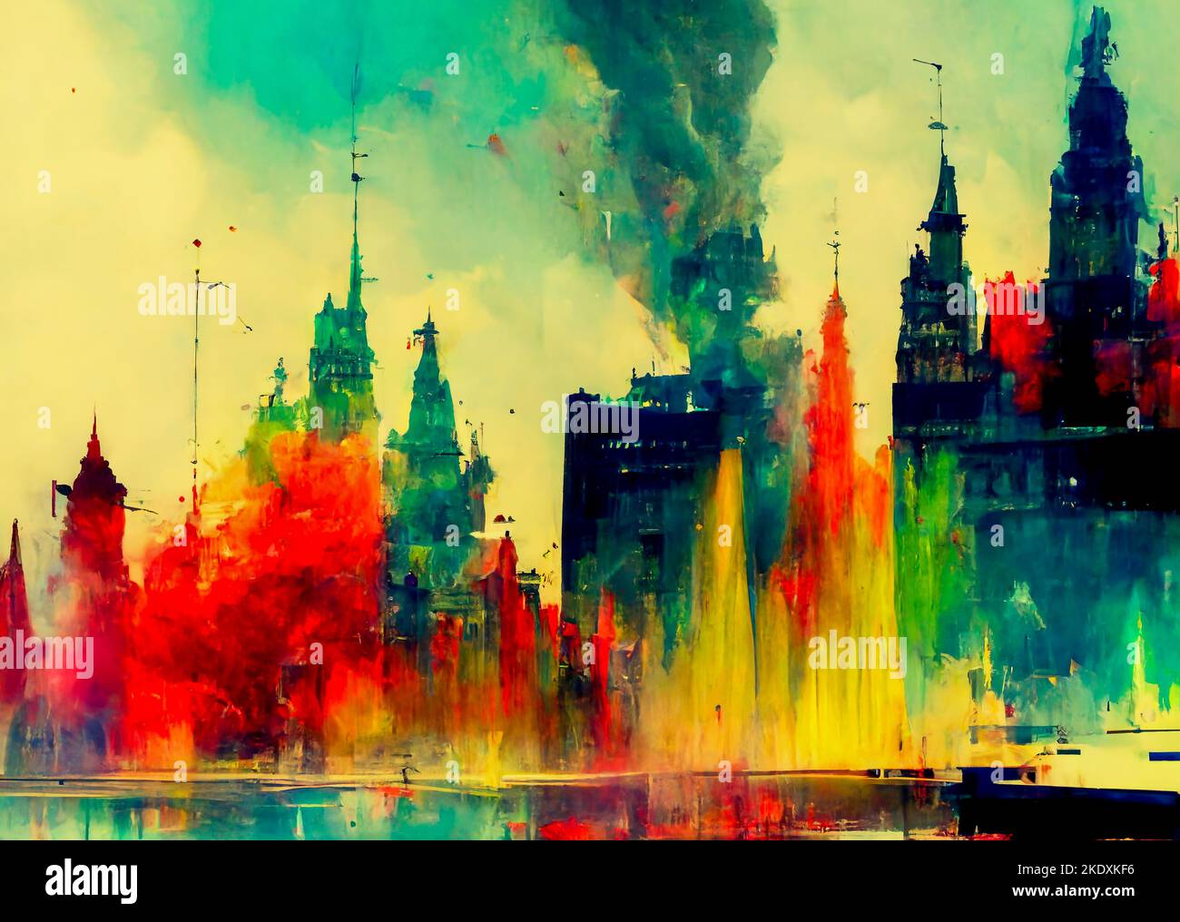 Abstract art play of colors of a city Stock Photo - Alamy