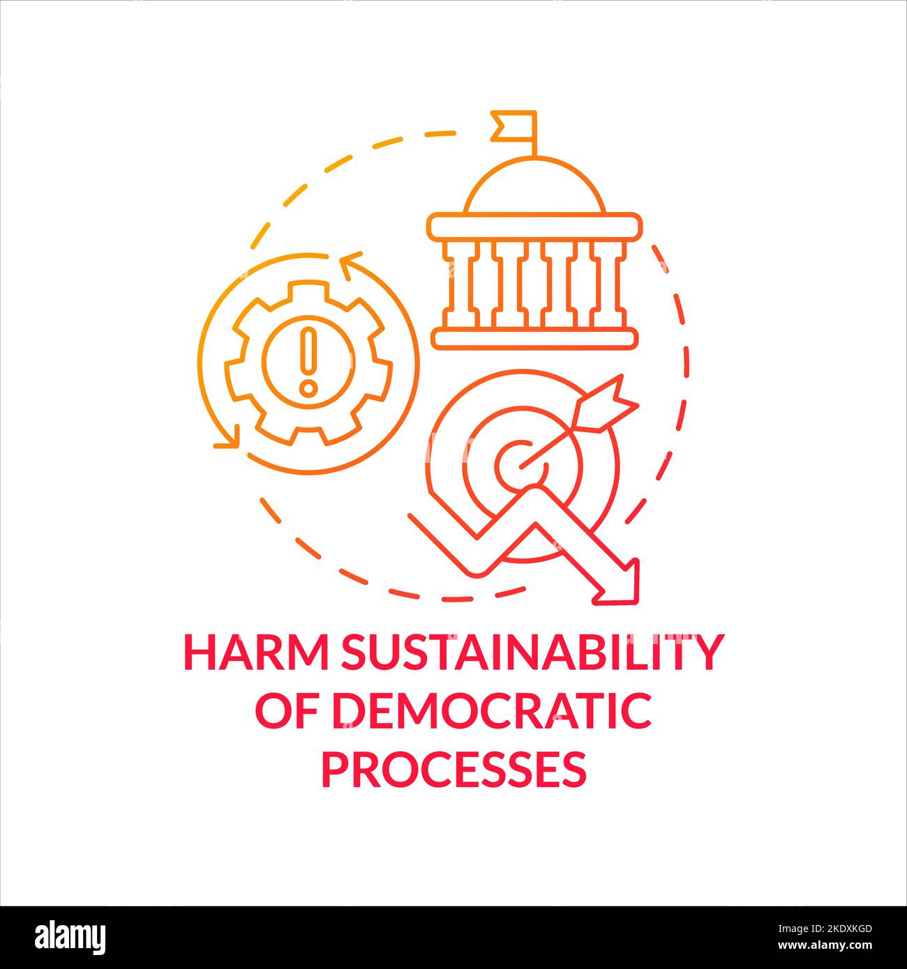 Harm sustainability of democratic processes red gradient concept icon ...