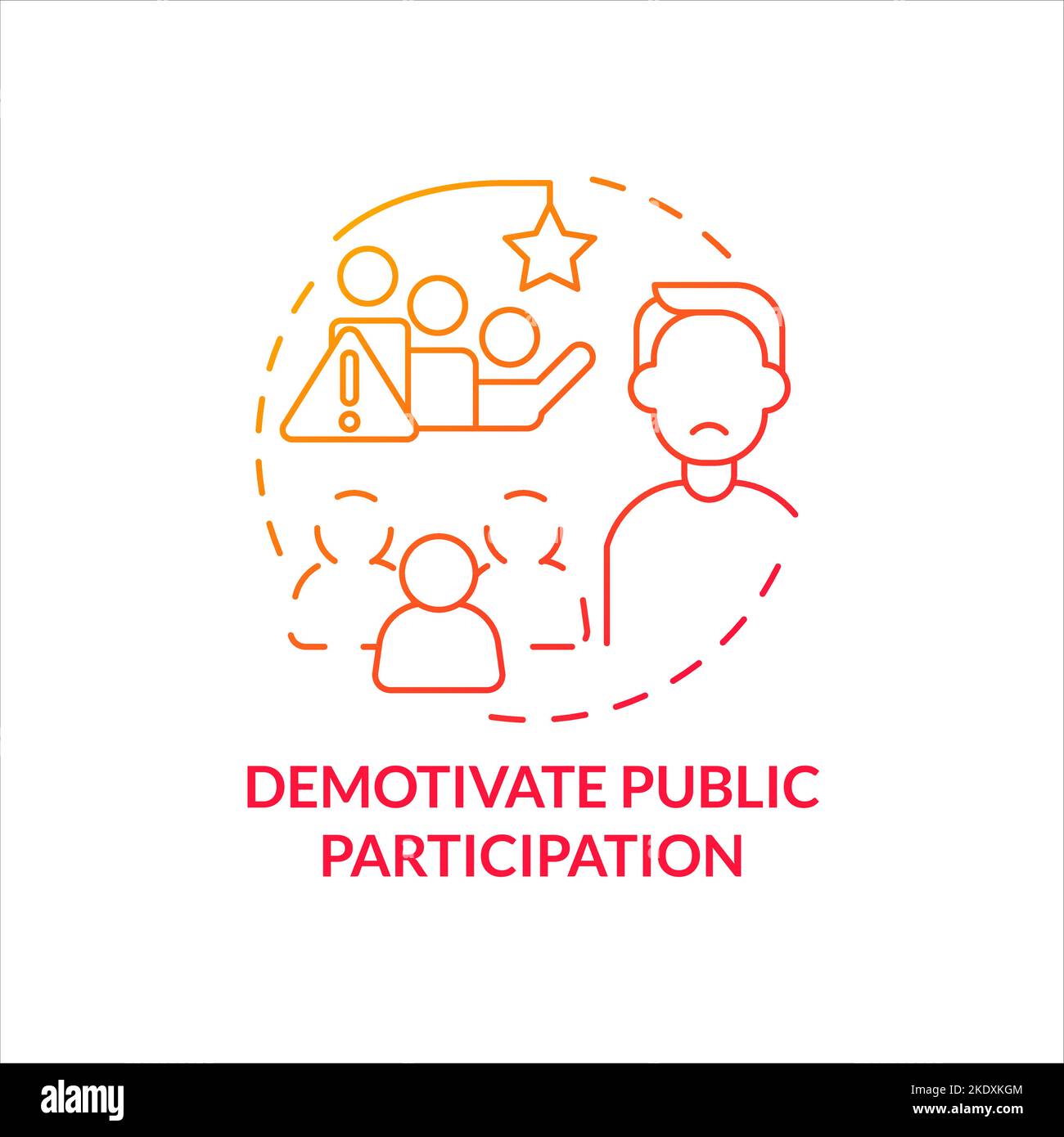 Demotivate public participation red gradient concept icon Stock Vector ...