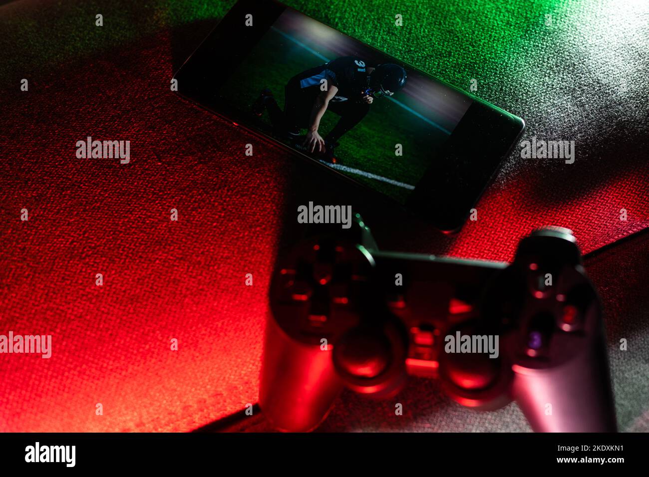 Gamer work space concept. gaming set up. top view of a gaming gear ...