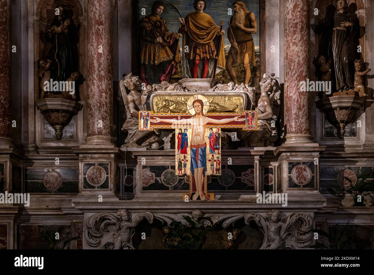 Modern icon depicting Christ at the altar of San Zulian church in Venice Stock Photo - Alamy