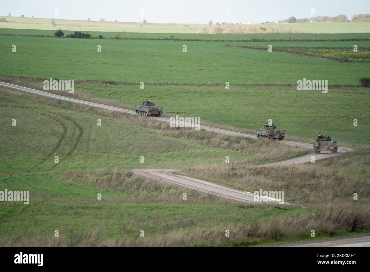 a unit of British army Warrior FV510 infantry fighting vehicles ...