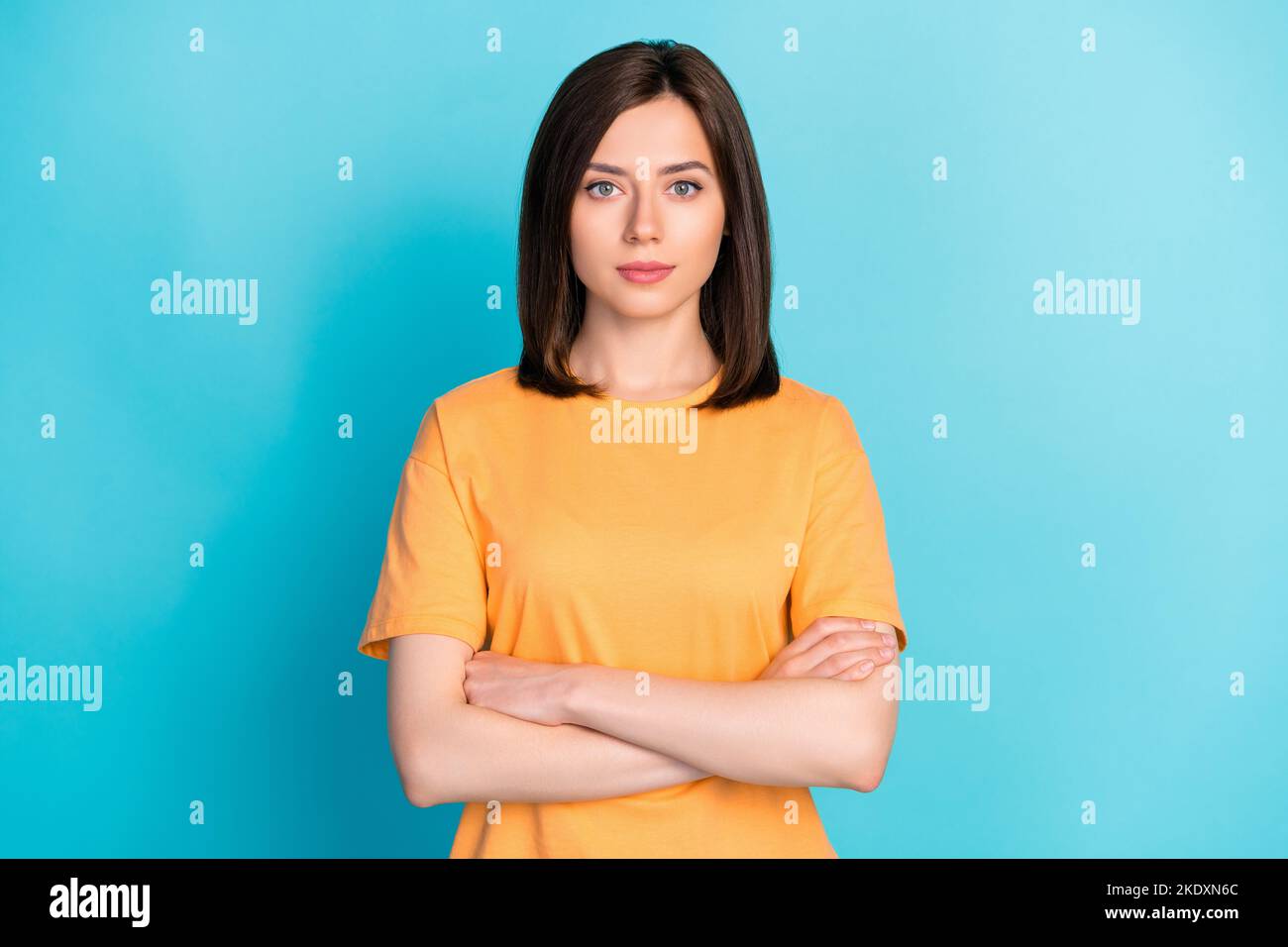 Photo of adorable stunning gorgeous lady office manager arm folded ...