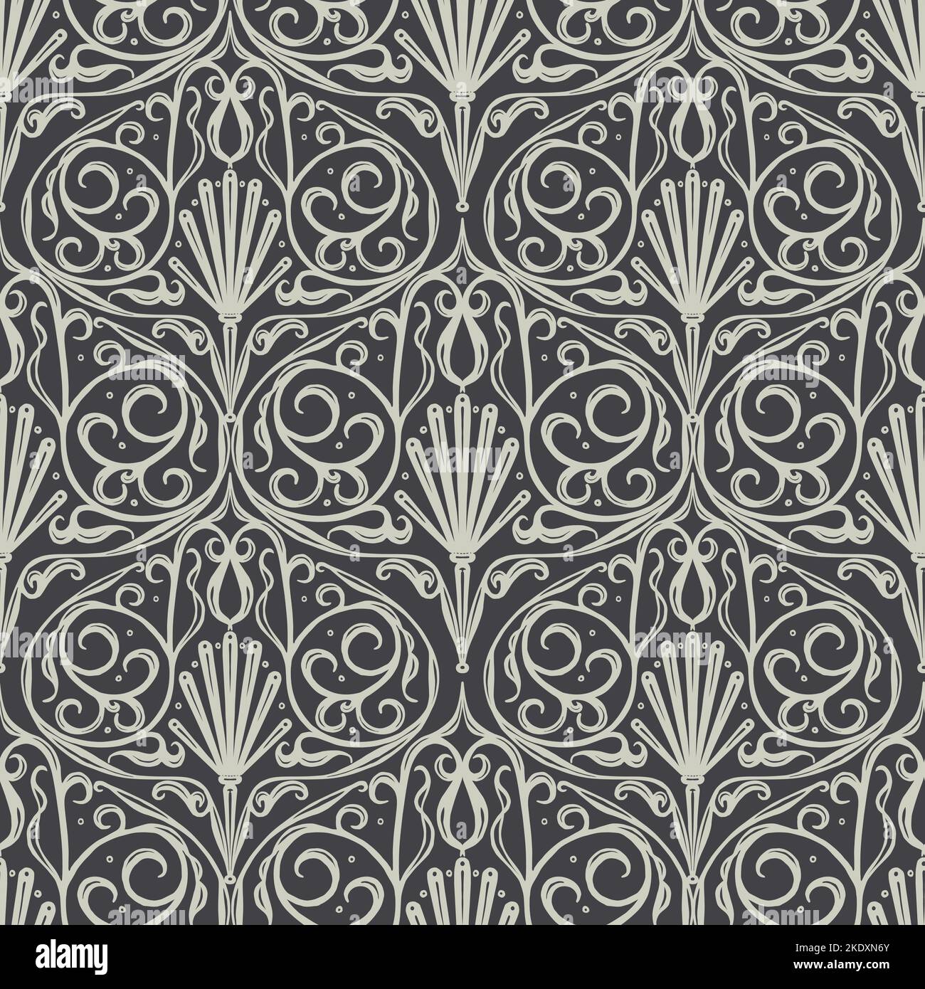 Classic seamless pattern. Design elements hand-drawn with pen and ink ...
