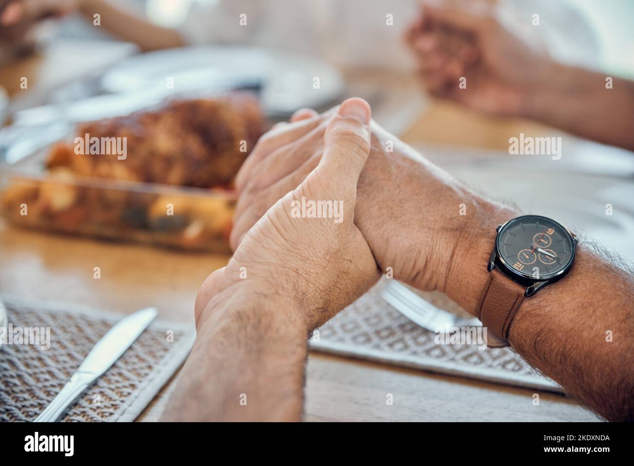 Holding hands, praying thanks for food and prayer for lunch, dinner ...