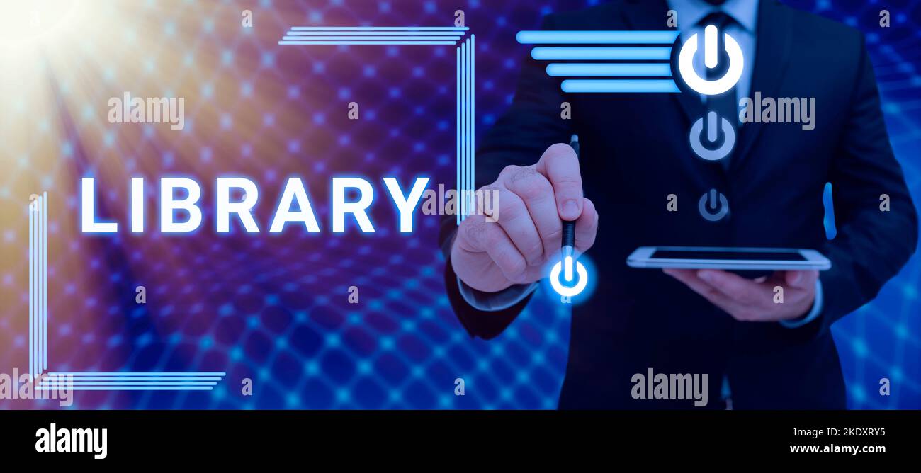 Conceptual caption Library, Business concept curated collection of ...