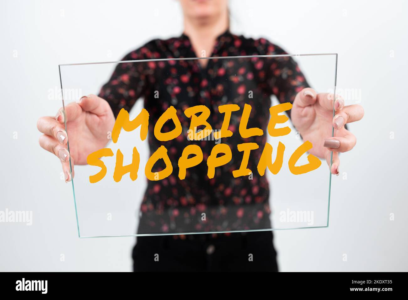 Conceptual display Mobile Shopping, Business showcase to purchase ...