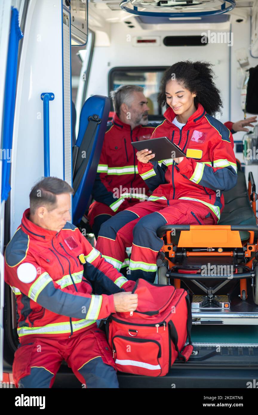Paramedical team getting ready for a medical emergency call Stock Photo ...