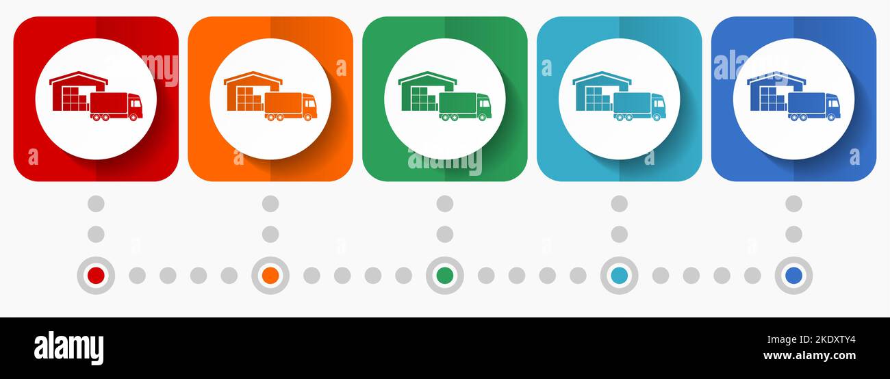 Warehouse and truck, delivery, freight concept vector icons ...