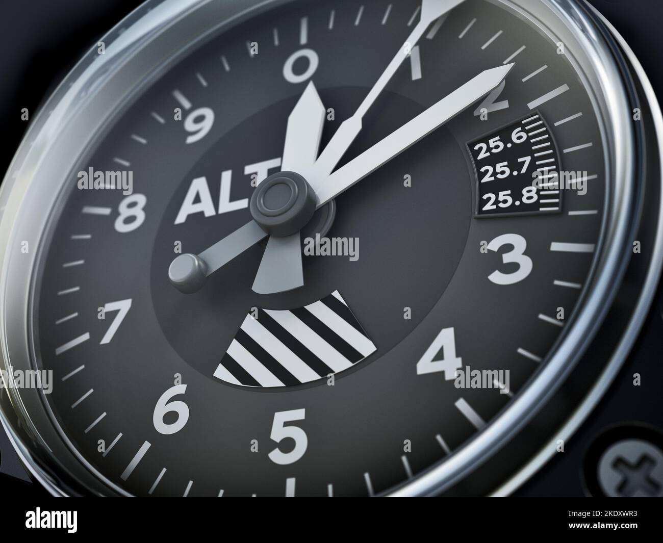 Vintage airplane altimeter detail. 3D illustration Stock Photo - Alamy