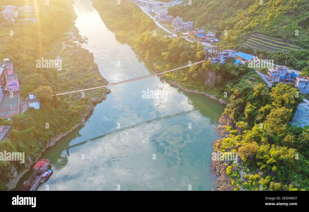 Aerial photos show China's fourth largest cable bridge - Longwan Cable ...