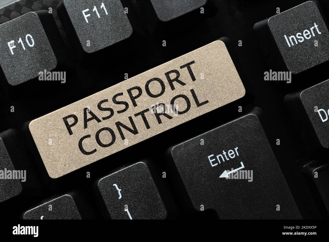 Conceptual caption Passport Control, Word Written on the area in an ...