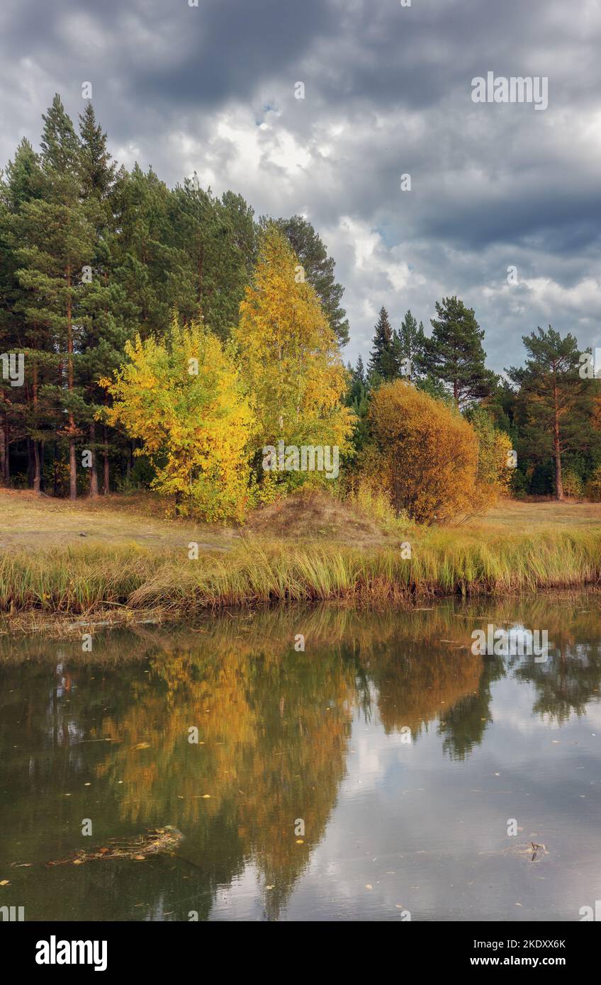 Autumn landscape with riverbank. Wonderful nature, beautiful natural ...