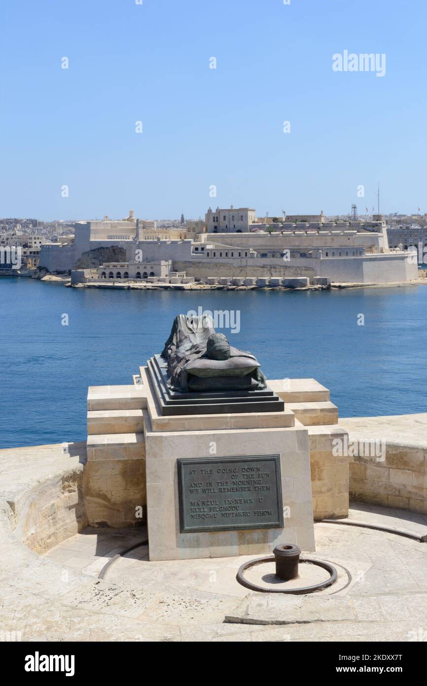 Valletta, Malta - June 7th 2016: The bronze catafalque statue ...
