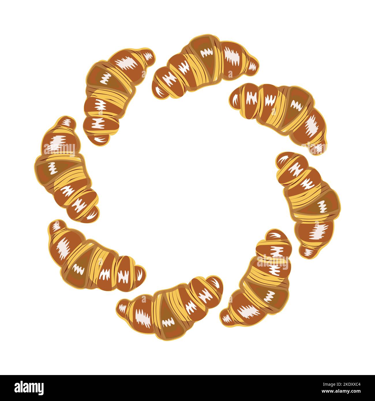 A round frame of croissant with a white background Stock Photo - Alamy