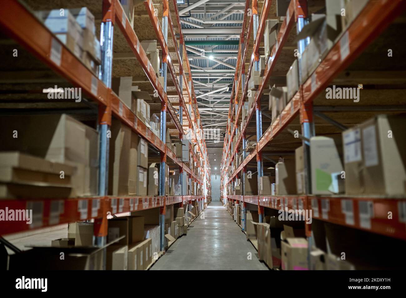 Modern warehouse facility with goods stored on the shelves Stock Photo ...