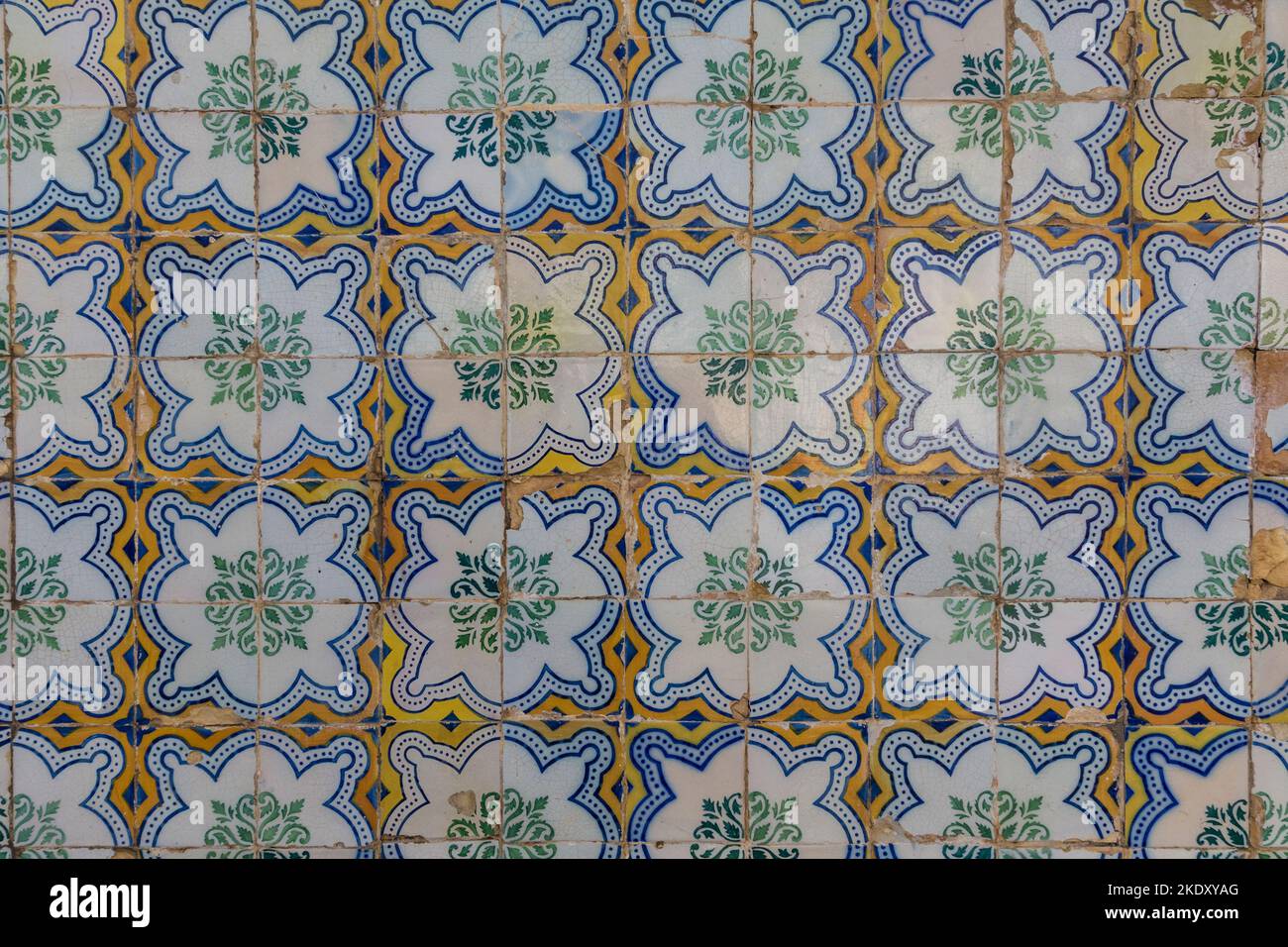 Typical Portuguese ceramic tiles on buildings and houses, Tavira ...