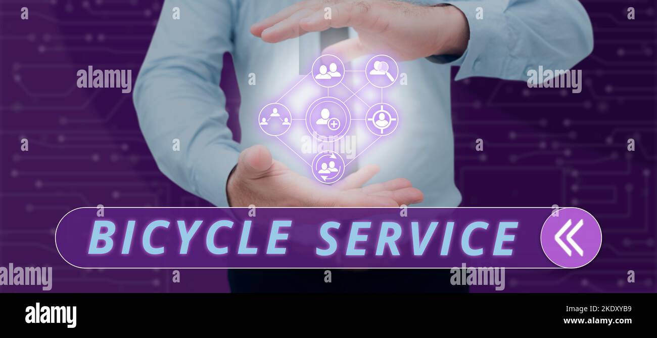 Sign displaying Bicycle Service, Business concept offering services ...