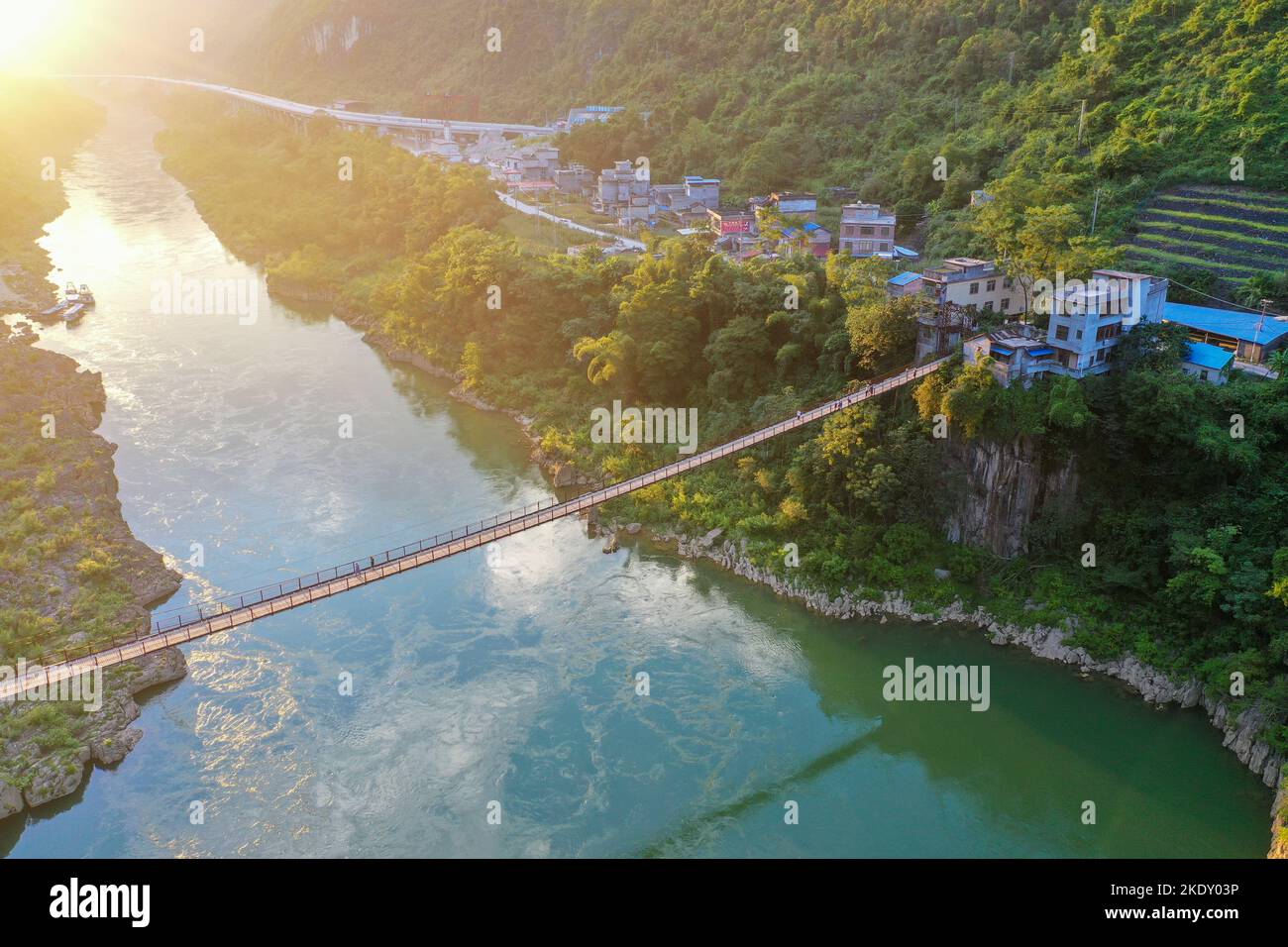 Aerial photos show China's fourth largest cable bridge - Longwan Cable ...