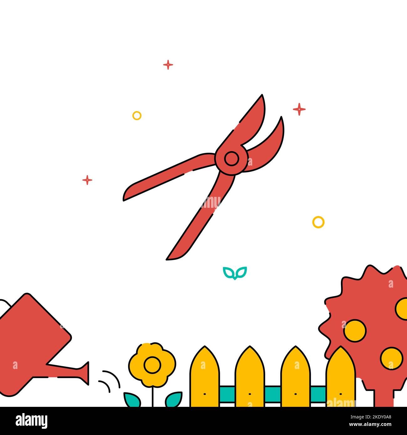 Garden shears, secateurs filled line vector icon, simple illustration ...