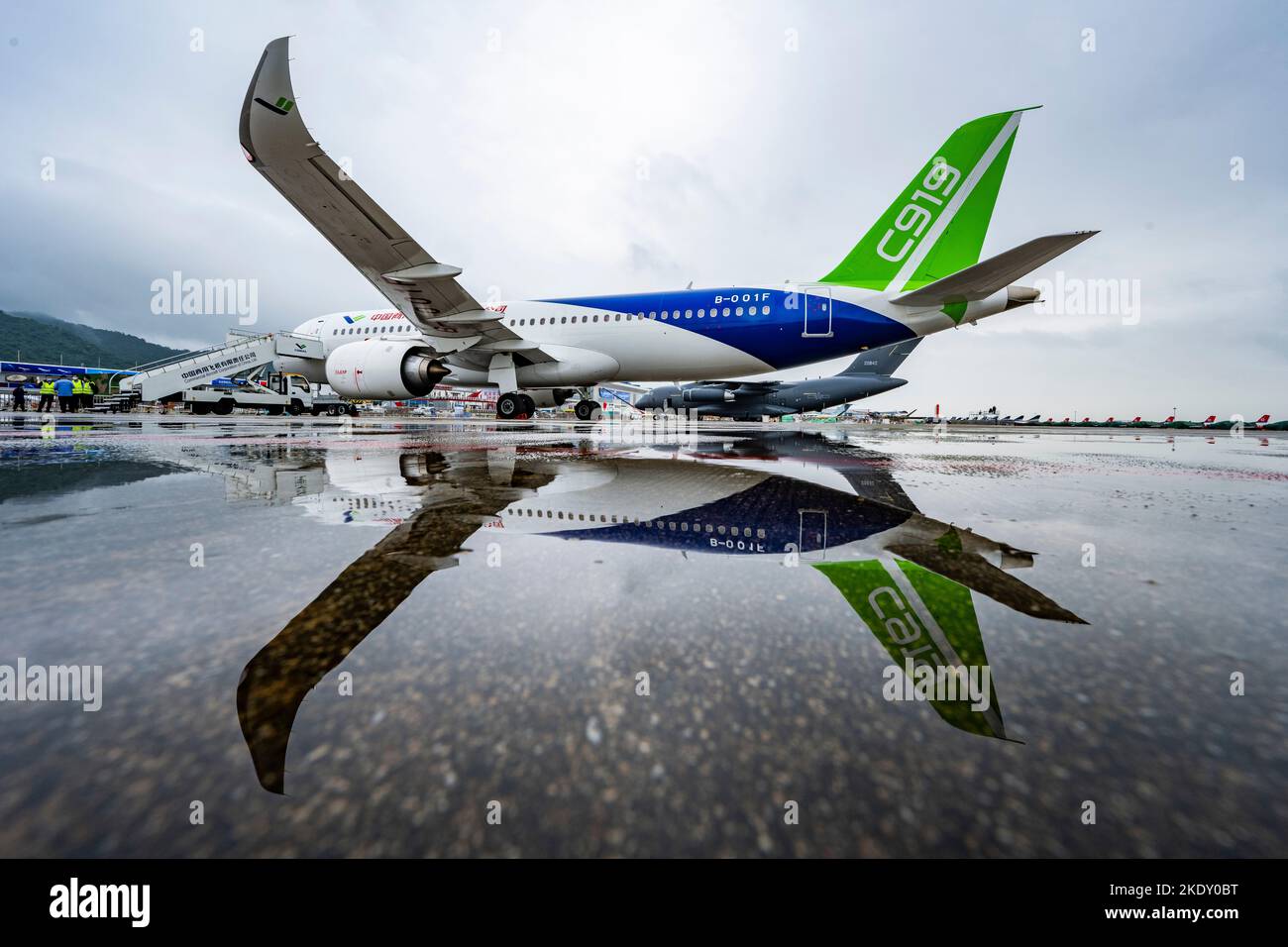 C919 in the parking bay, Zhuhai City, south China's Guangdong Province ...