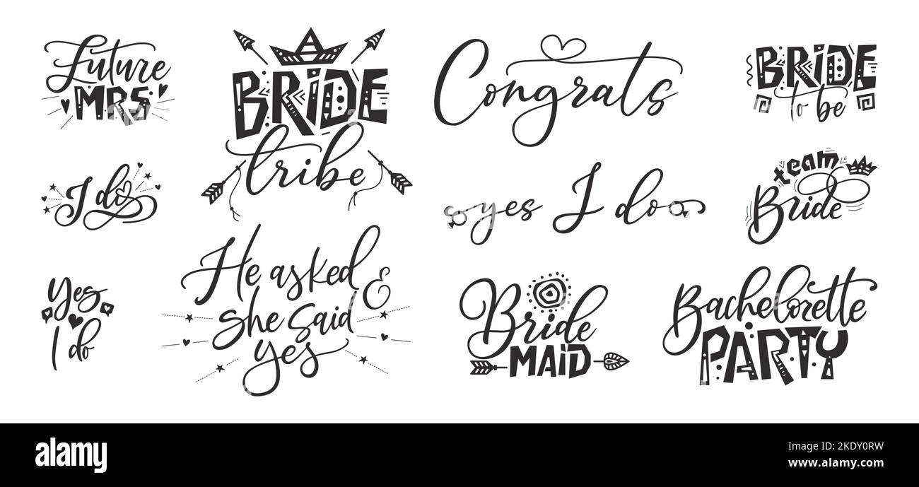 Bride tribe hand drawn lettering quote. Wedding inspiration calligraphy ...