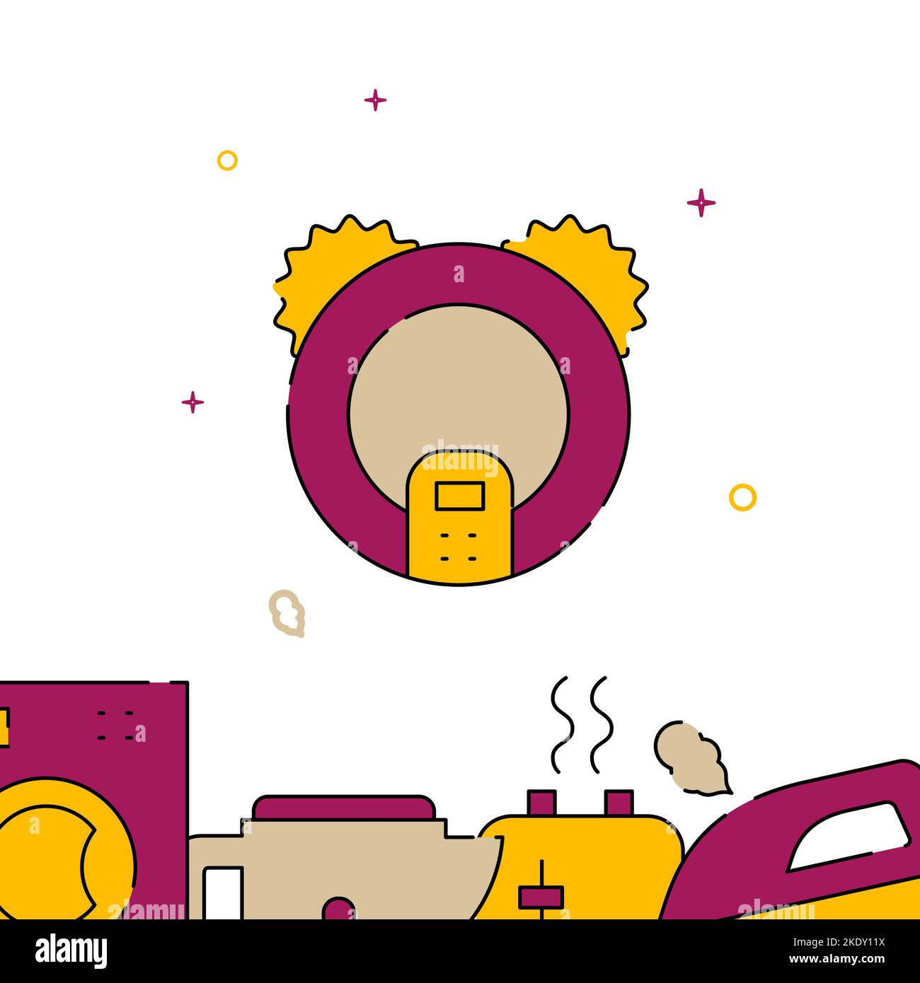 Robot vacuum cleaner filled line vector icon, simple illustration ...