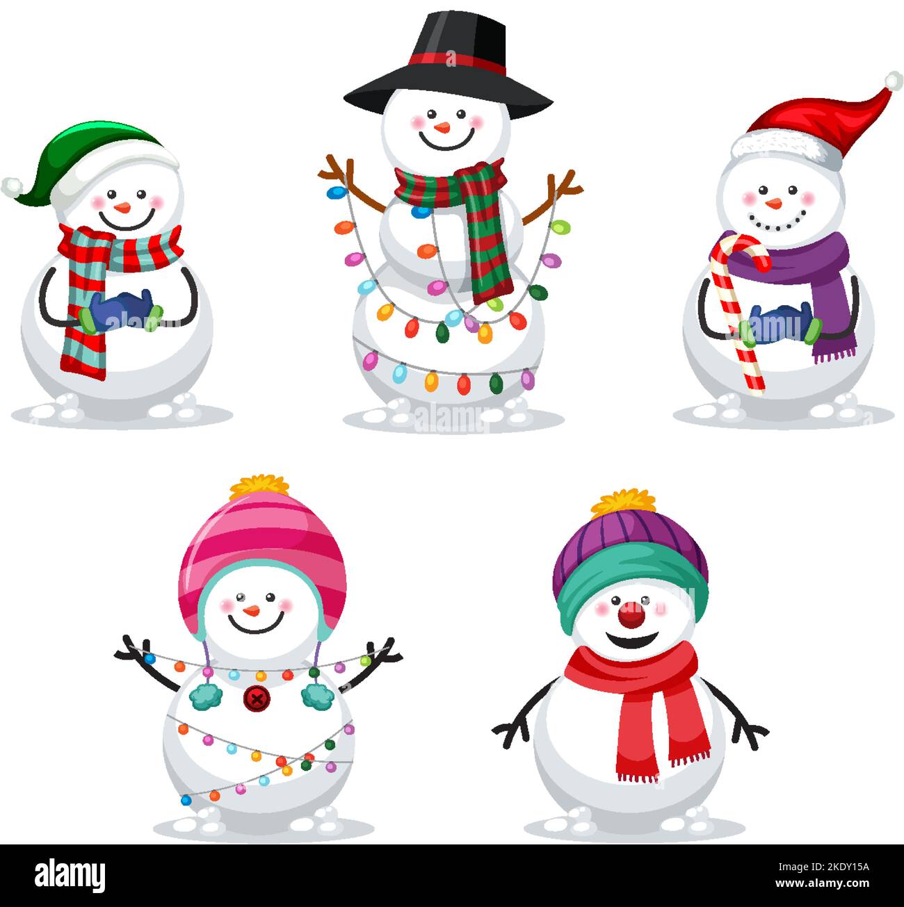 Christmas snowman cartoon character set illustration Stock Vector Image ...