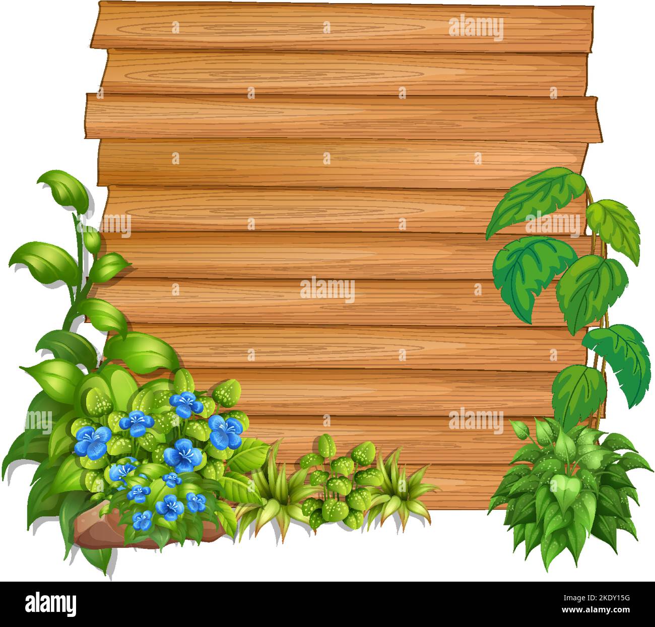 Wooden board template with nature leaves illustration Stock Vector ...