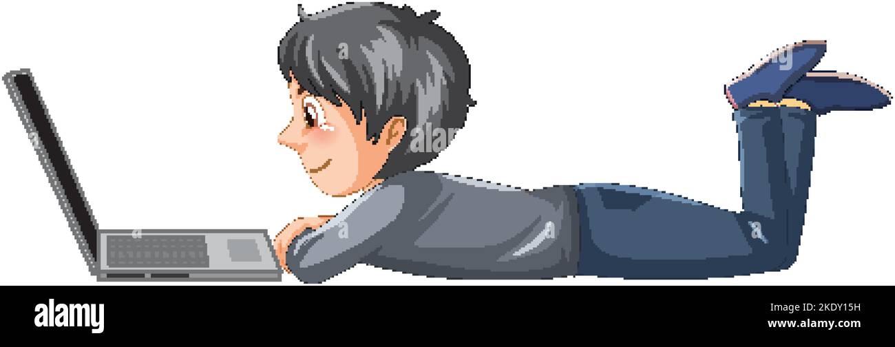 A man using laptop cartoon illustration Stock Vector Image & Art - Alamy