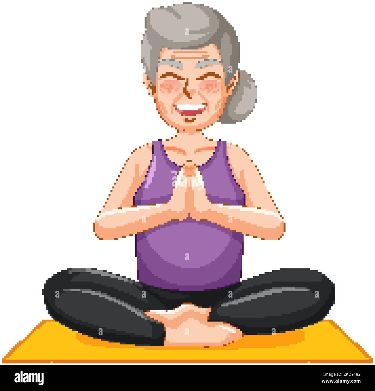 Old woman doing yoga illustration Stock Vector Image & Art - Alamy