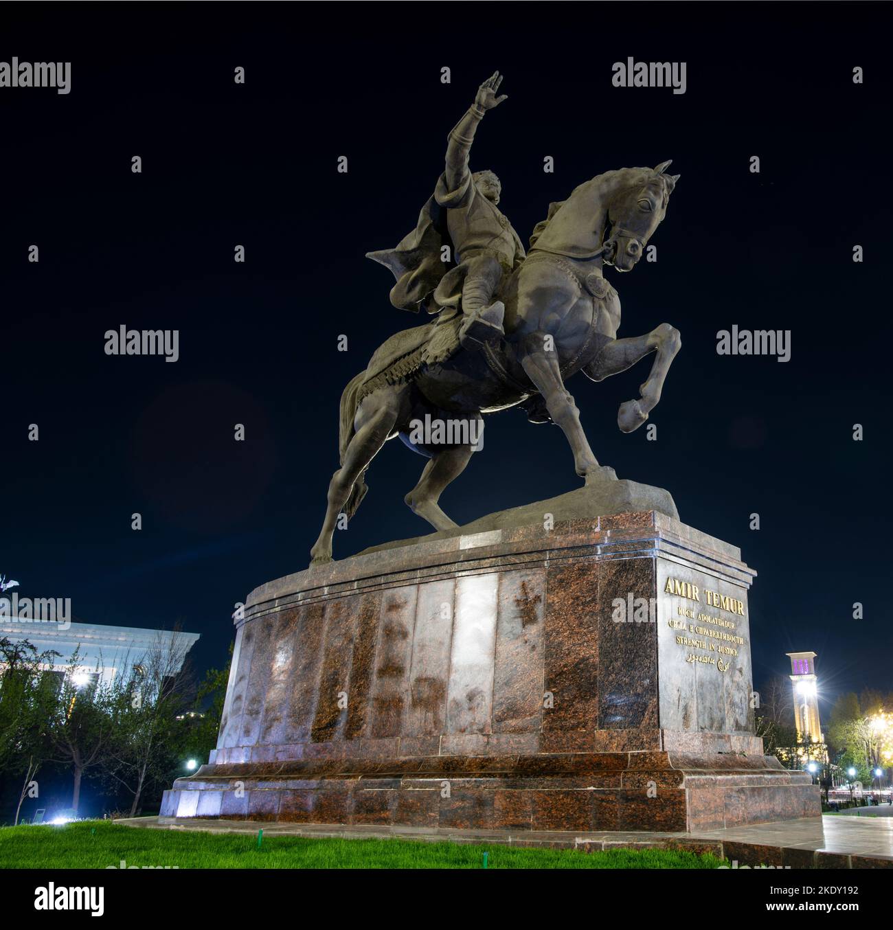 amir timur monument by night, tashkent, uzbekistan Stock Photo - Alamy